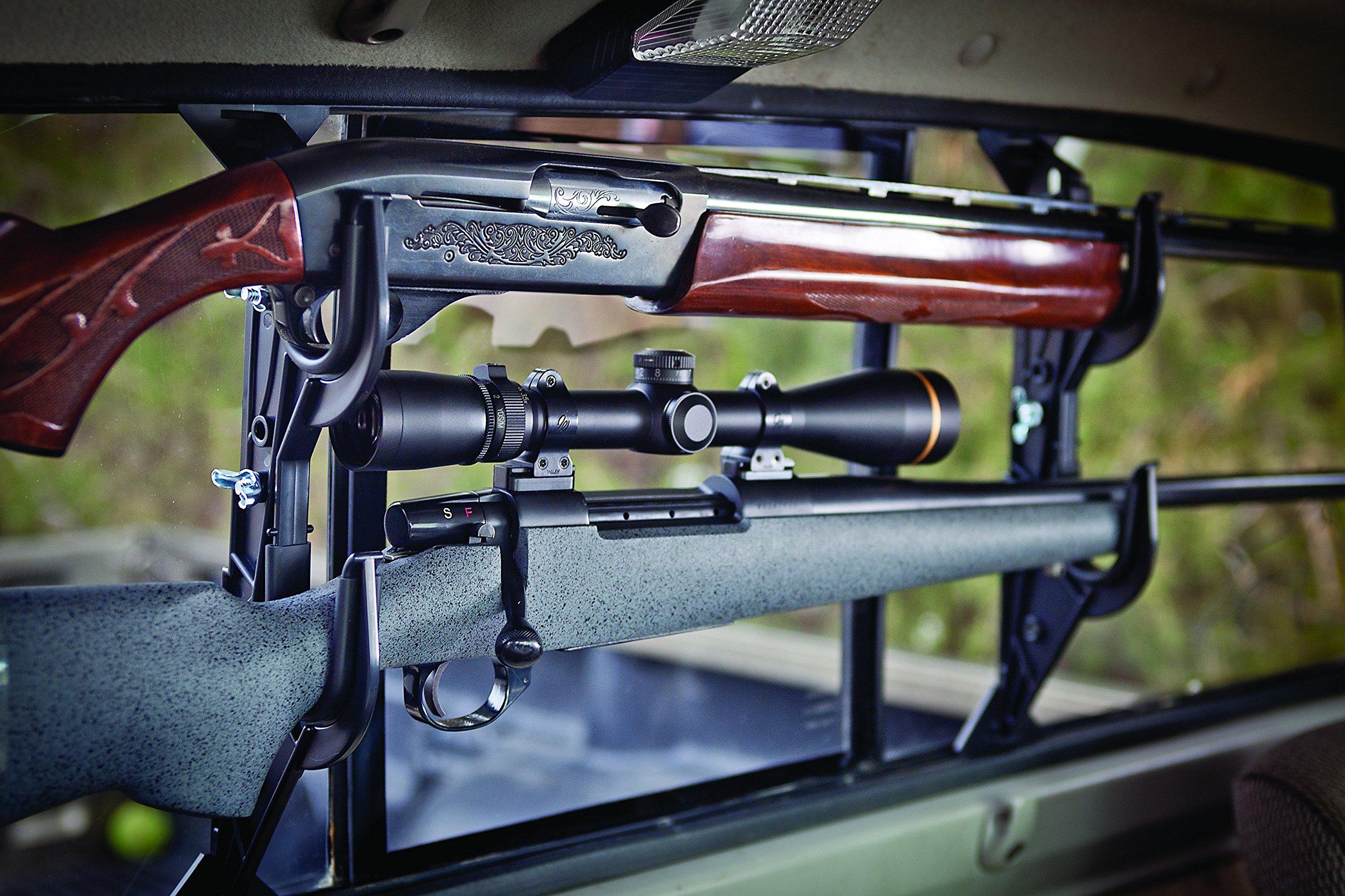 Truck Double Mount Rifle Shotgun Car Bow Holder Rear Window 2 Gun Rack